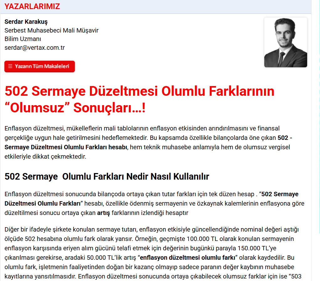 502 Sermaye Düzeltmesi Olumlu Farklarının “Olumsuz” Sonuçları Muhasebe ...